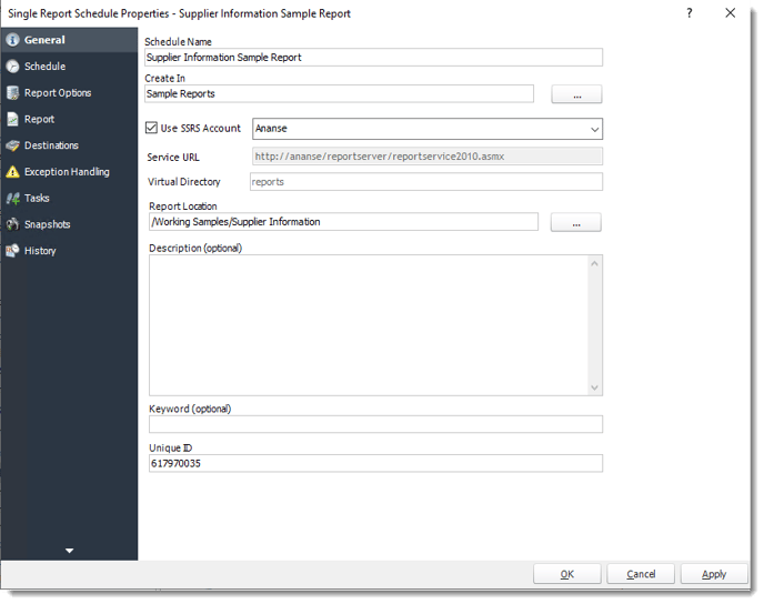 How do I setup Single Report Schedule for SSRS in PBRS?