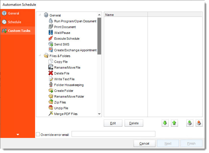 How do I use "Files & Folders" Custom Tasks in CRD?