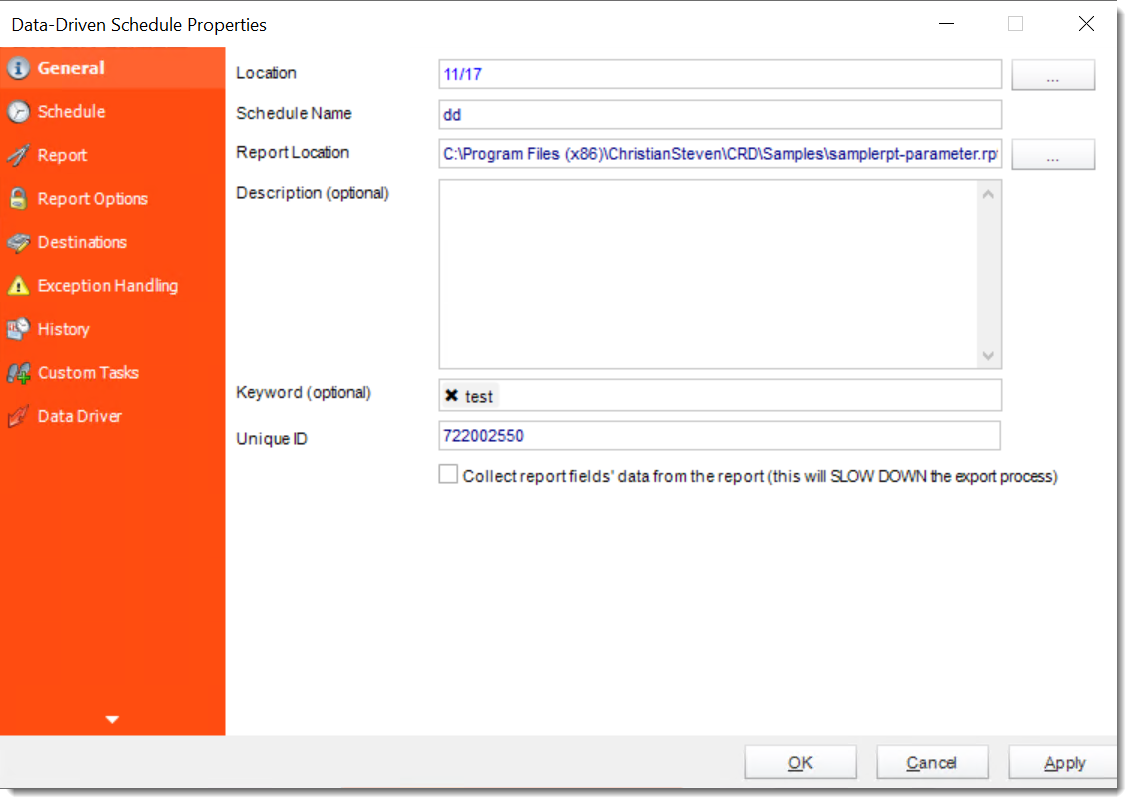 How do I use Data-Driven Schedules for Crystal Reports in CRD?