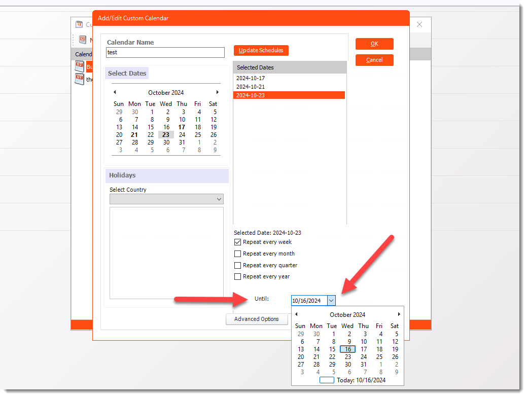How do I create and use custom frequencies & calendars in CRD?