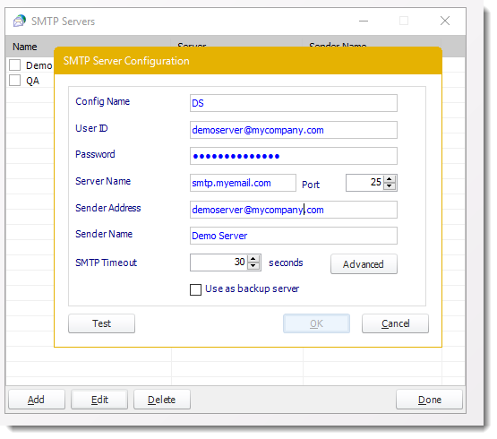 How do I add multiple SMTP Servers for use by PBRS schedules?