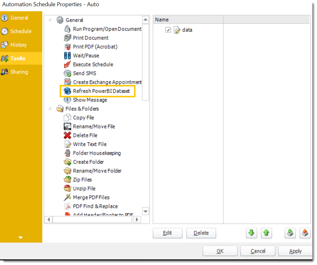 How do I set up a Power BI Scheduled data refresh with PBRS?