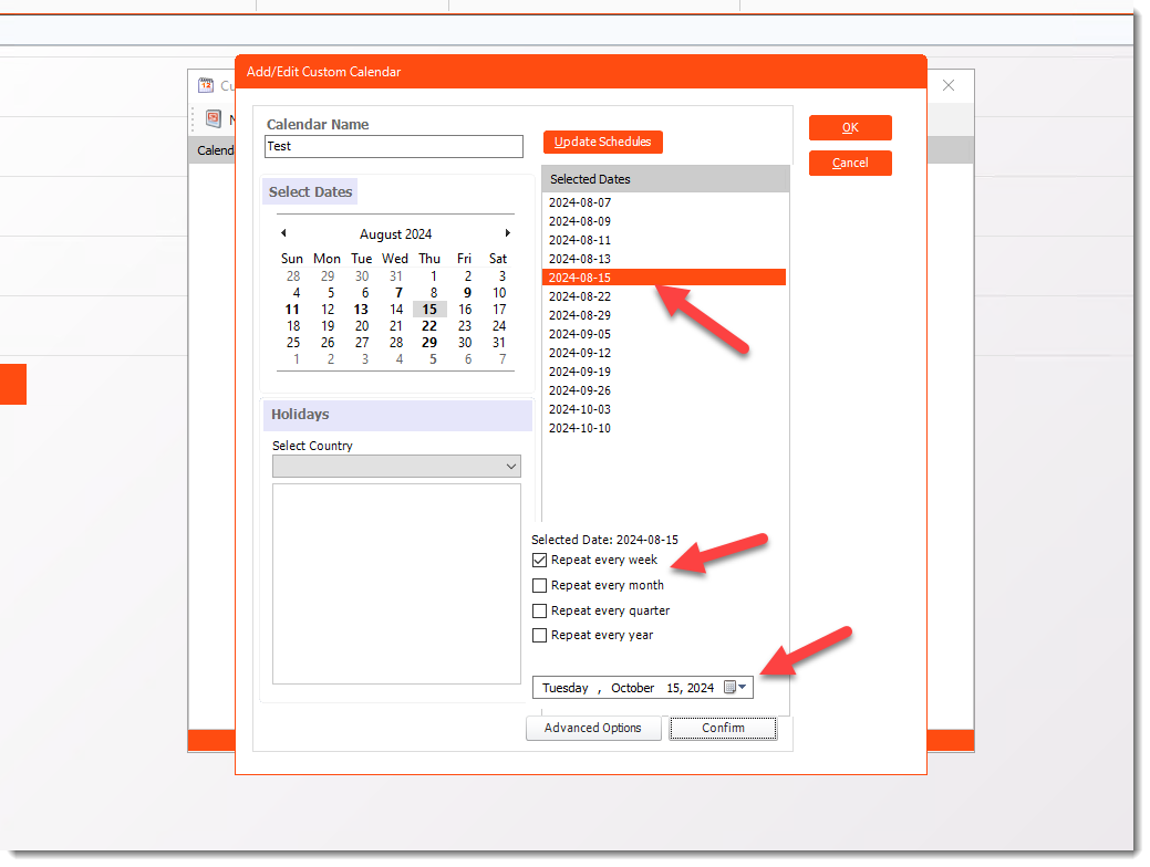 How do I create and use custom frequencies & calendars in CRD?