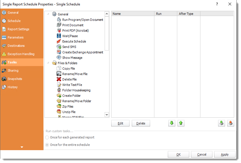 How do I use "Database" Customs Tasks in ATRS?