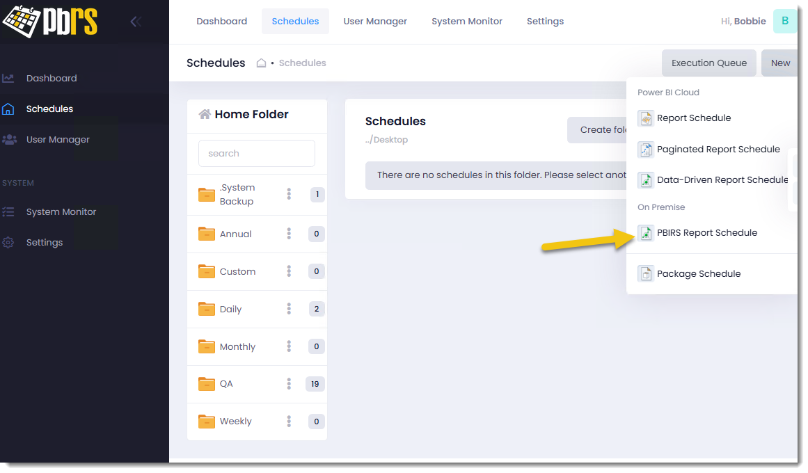 How do I create a Single schedule for a Power BI on Premise report in ...