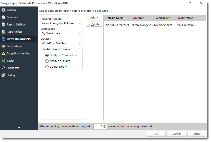 How do I setup Single Report Schedule for Power BI in PBRS?