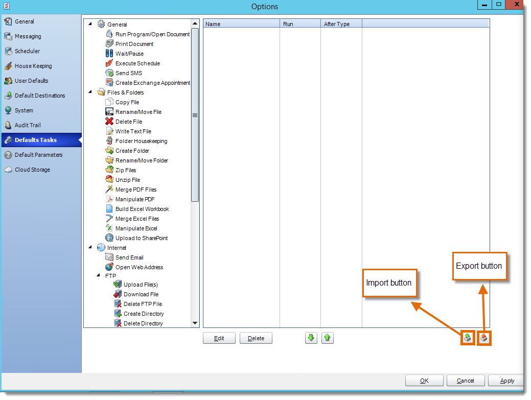 How do I setup and use Default Tasks in CRD?